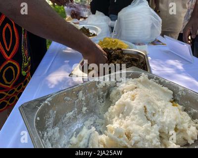 Cameroonian food Fufu, Eru and Garri Stock Photo - Alamy