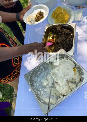 Cameroonian food Fufu, Eru and Garri Stock Photo - Alamy