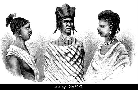 Illustration of Native Tribe People. Left to right: Indian zaparo in ...