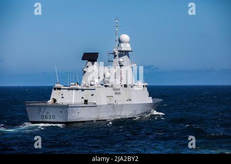 The French warship Forbin the lead ship of the Horizon class air ...