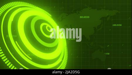 Image of processing circle over green background with world map Stock ...