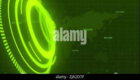Image of processing circle over green background with world map Stock ...