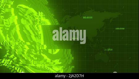 Image of processing circle over green background with world map Stock ...