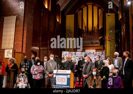 Rev. Cecil Prescod, of Ainsworth United Church of Christ, addresses the ...
