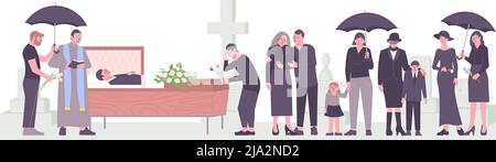 Funeral ceremony with people crying illustration Stock Vector Image ...