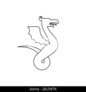 Amphiptere Heraldic animal silhouette. Amphithere Fantastic Beast ...