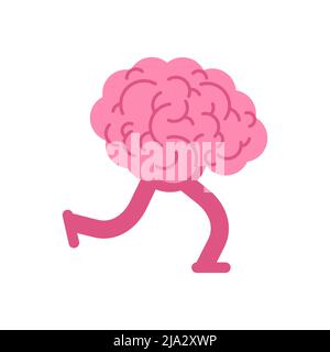 Brain is running. Runaway brains. Brain drain concept Stock Vector ...