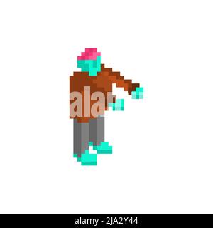 Zombie pixel art. pixelated zombi isolated. 8 bit Dead man alive Stock ...