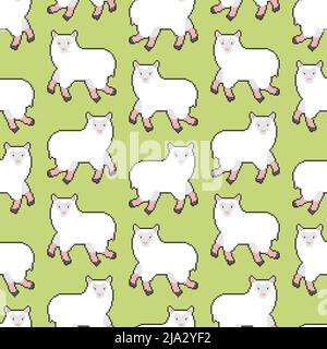 Sheep pixel art. Lamb cartoon 8 bit. Farm animal pixelated Vector ...