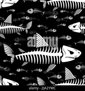 Fish skeleton pattern seamless. Shark skull background. fish bones texture Stock Vector Image ...