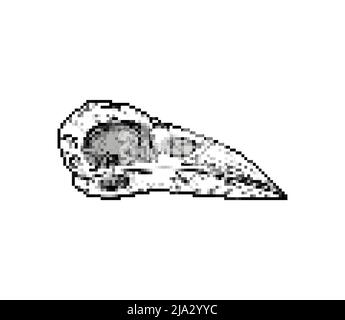 Pixel art Black Raven isolated. pixelated Black crow symbol of death 8 ...