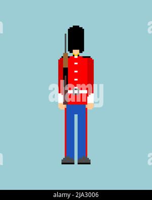 Beefeater British Royal Guardsman pixel art. 8 bit sentry grenadier in ...