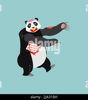 Zombie panda isolated. Zombi chinese bear. Beast revived dead . monster ...