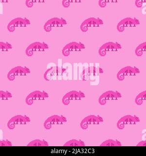 Chameleon pixel art pattern seamless. 8 bit cartoon Reptile background ...