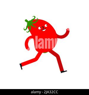 Tomato Run- A Cartoon Illustration of a Tomato Running Stock Vector ...
