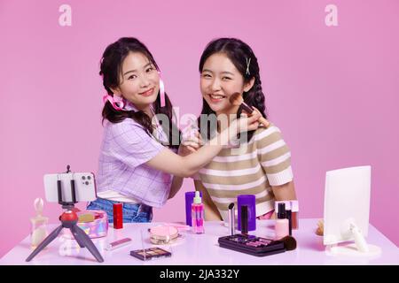 mz generation influencer, creator concept : on beauty live stream show ...