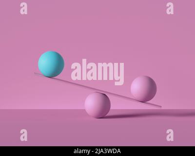 balancing balls on pink background 3d rendering Stock Photo - Alamy