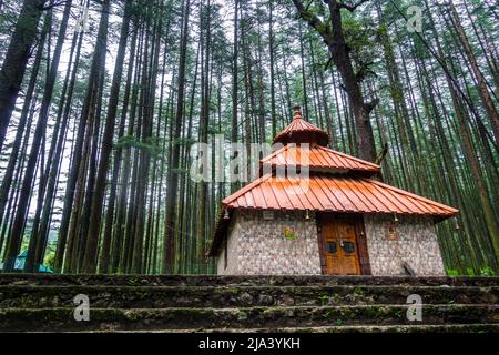 july 21st 2021 Uttarakhand. A beautiful temple amidst deodar forest ...