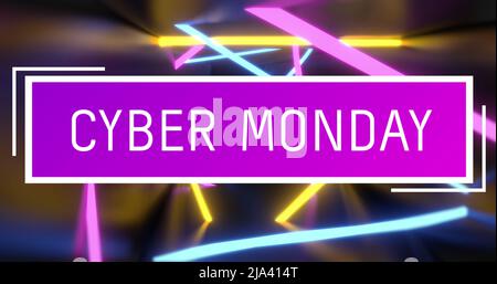 Image of cyber monday over neon lights on black background Stock Photo ...