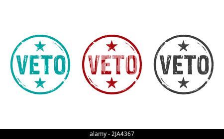 Veto stamp icons in few color versions. Opposition, objection and ...