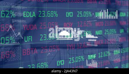 Image of data processing over trolley in shop Stock Photo - Alamy