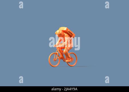 Astronaut riding bicycle. Exploration concept. 3D Rendering Stock Photo ...