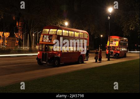 Routemaster Buses in Parliament Square Stock Photo - Alamy