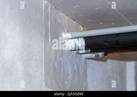Fire barrier in a wall with cable duct Stock Photo - Alamy