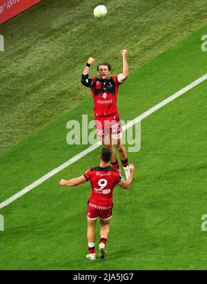 Pierre-Louis Barassi of France celebrates try to score during 6 Nations ...