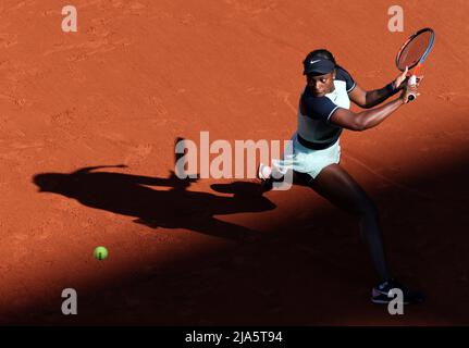 French Diane Parry plays against US Amanda Anisimova during their third ...