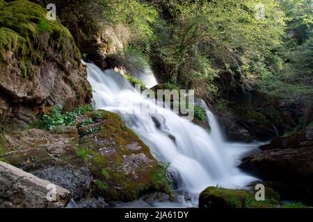 waterfalls at the source of the yobregat river in spain With a lot of ...
