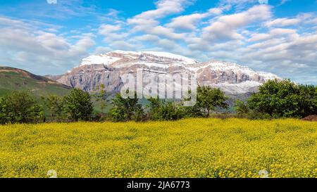 Wide angle view of Shahdag mount covered with snow Stock Photo - Alamy
