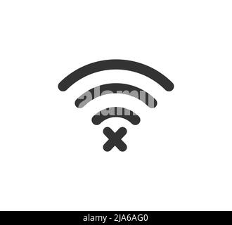 Wifi symbol and cross icon. Jamming wireless internet signal. Wi Fi error. Failure wifi icon ...