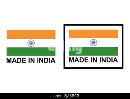 Set of Made in India seal, product tag label sign, sticker quality ...