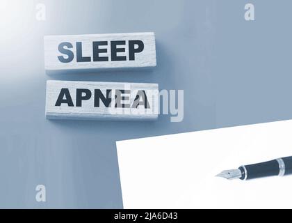 Sleep apnea words on wooden blocks. Sleep disorders healthcare concept ...