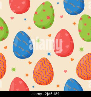 Seamless Happy Easter Egg set on white isolated background. Also Single ...
