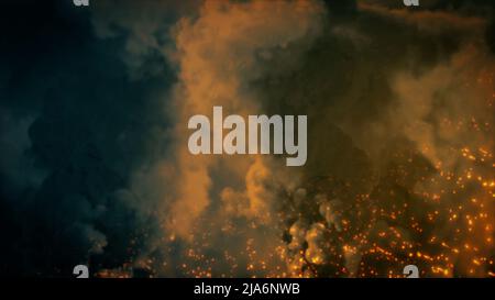 Dark war or battle actions background with smoke sparks and fire ...