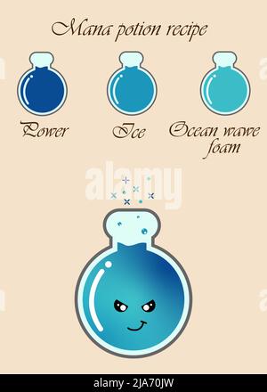 Energy potion Witchcraft book page. Magic potion recipe Stock Vector ...