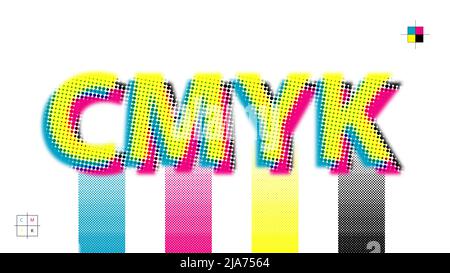 Cmyk digital offset printing and graphic design concept with colors and ...