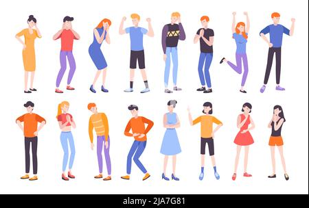 People expressing different emotions flat composition vector ...
