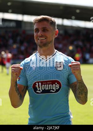 Grimsby Town's Gavan Holohan celebrates scoring their side's first goal ...