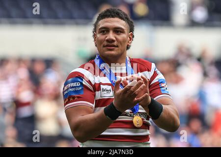 Patrick Mago #10 of Wigan Warriors arrives at The Mend-A-Hose Jungle ...