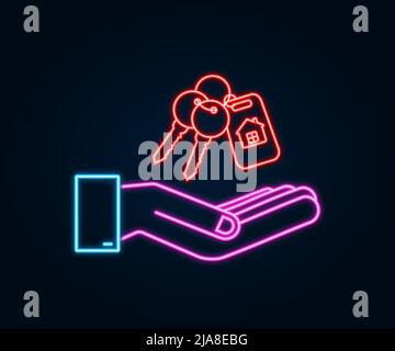 Just sold keys handing over hand on white background. Vector stock ...