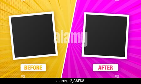 Colorful before and after frames. Vector illustration. Vector template ...