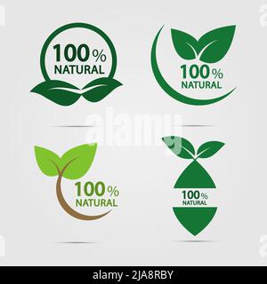 eco green energy concept,100 percent natural label. Vector illustration ...
