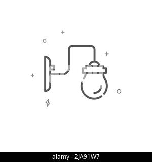 Wall lamp, sconce simple line icon. Lamp symbol, pictogram, sign ...