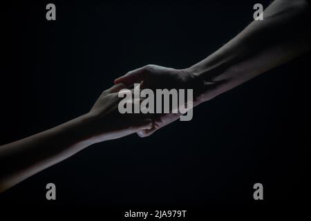 Rescue, helping gesture or hands. Outstretched hands, salvation, help silhouette, concept help ...