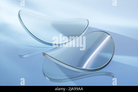 Curve glass with light illuminated, 3d rendering. Computer digital ...