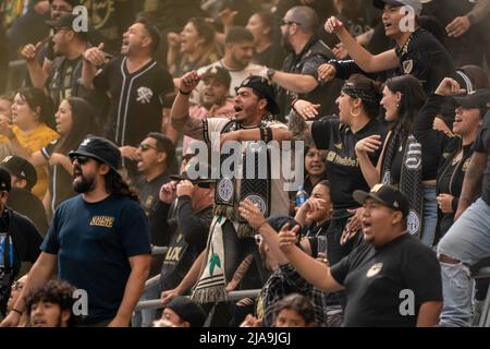 Fans celebrate during a MLS match between the LAFC and the Real Salt ...
