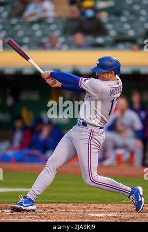 Texas Rangers left fielder Brad Miller (13) in the ninth inning of a ...